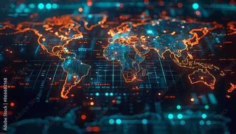 Cross Border Data Transfer Compliance Global Map With Icons Of Data