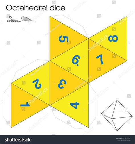 Octahedron Template Octahedral Dice One Five Stock Vector Royalty Free