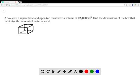 Solved A Box With A Square Base And Open Top Must Have A Volume Of Cm Find The