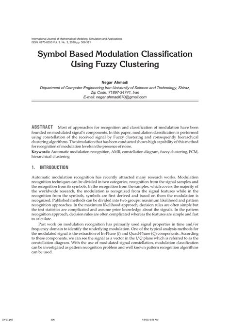 Pdf Symbol Based Modulation Classification Using Fuzzy Clustering