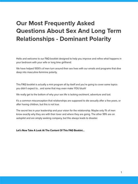 Faq Booklet Pdf Undergarment Anal Sex