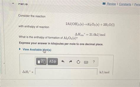 Solved Determine The Enthalpy For This Reaction Al Oh 3