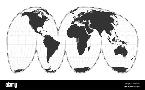 Vector World Map Goodes Interrupted Mollweide Projection Plain World Geographical Map With