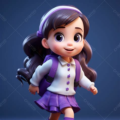 Uma Linda Garota Com Uma Mochila Nas Costas Animação 3d 4 Fotos Ia