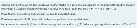 solved assume that continuous random variable x has pdf that is non
