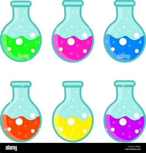 Laboratory Bulb Set Icon Flat Cartoon Style Isolated On White