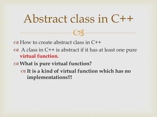 Virtual Function In C Pure Virtual Function PPTX Programming Languages Computing