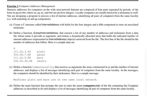 Solved Exercise 1computer Addresses Management Numeric