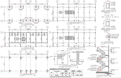 Structural Details For Two Storey Staff House Drawing In Autocad File