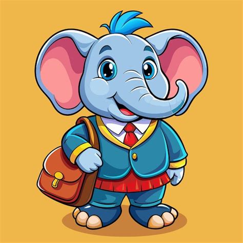 Un Dibujo De Dibujos Animados De Un Elefante Con Un Traje Vector Premium