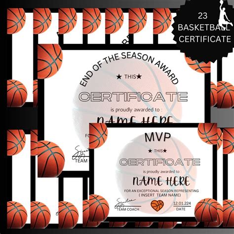 Editable Basketball Award Certificates Award Ceremony Etsy