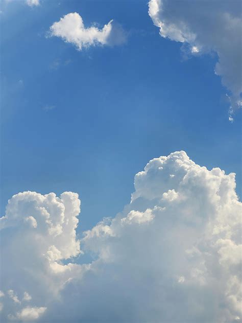 푸른 하늘을 배경으로 한 밝은 적운 · 무료 스톡 사진