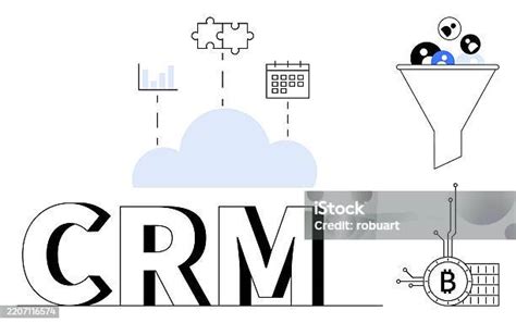 데이터 관리 통합 및 암호화폐를 나타내는 Crm 시스템 인포그래픽 개념에 대한 스톡 벡터 아트 및 기타 이미지 개념 개념과 주제 고객관계 관리 Istock