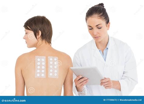 Doctor By Patient Holding Digital Tablet Stock Photo Image Of Adult
