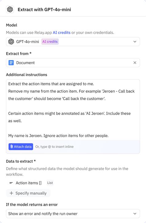 action item extractor relay app template