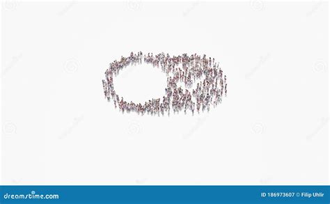 3d Rendering Of Crowd Of People In Shape Of Symbol Of Switch On White Background Isolated Stock