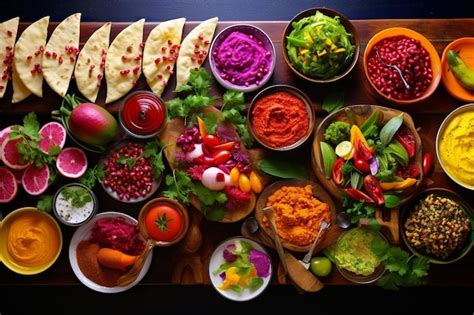 Vibrant Arabic Mezze Spread Premium Ai Generated Image