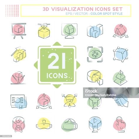 Icon Set 3d Visualization Related To 3d Visualization Symbol Color Spot