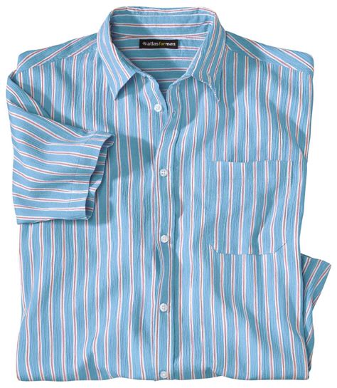 Mens Short Sleeve Striped Crepe Shirt Atlas For Men