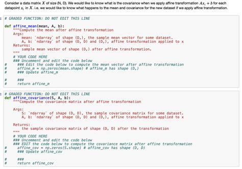 Affine Transformation Of Data Set Code In Python Chegg