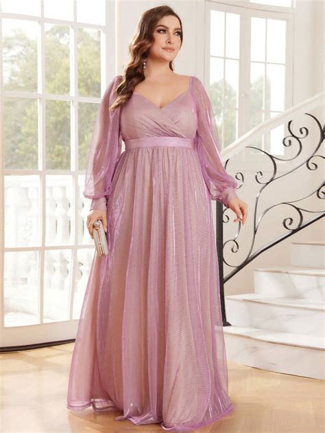 Shein Belle Plus Size Sweetheart Neckline High Sheen Bridesmaid Dress