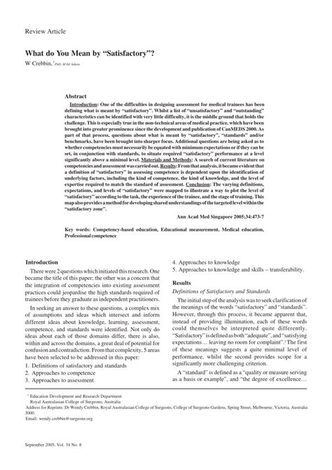 Pdf What Do You Mean By Satisfactory