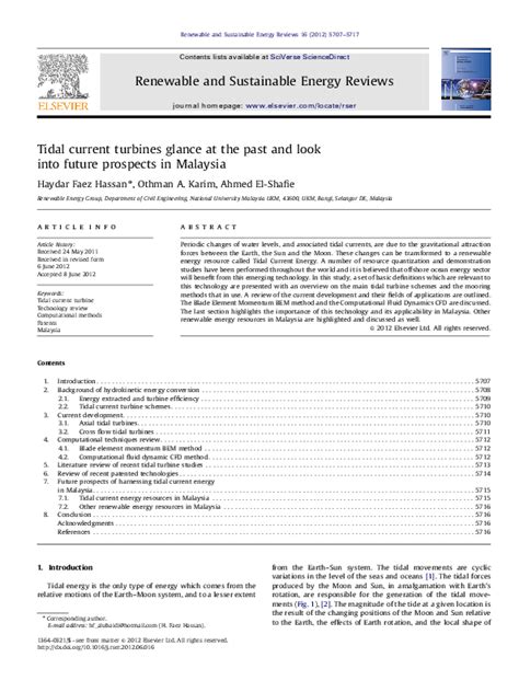 Pdf Tidal Current Turbines Glance At The Past And Look Into Future Prospects In Malaysia