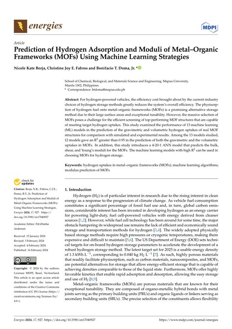 pdf prediction of hydrogen adsorption and moduli of metal organic