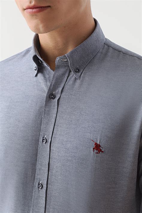 Ds Damat Slim Fit Açık Lacivert Armürlü Gömlek 8682445890174 Ds Damat