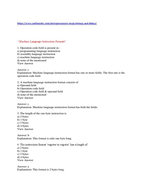 Mpmc Objective Download Free Pdf Subroutine Central Processing Unit