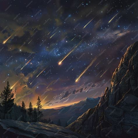 Experience Of Watching A Meteor Shower Premium Ai Generated Image