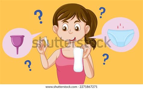 Teen Girl Experiencing First Menstruation Illustration Stock Vector