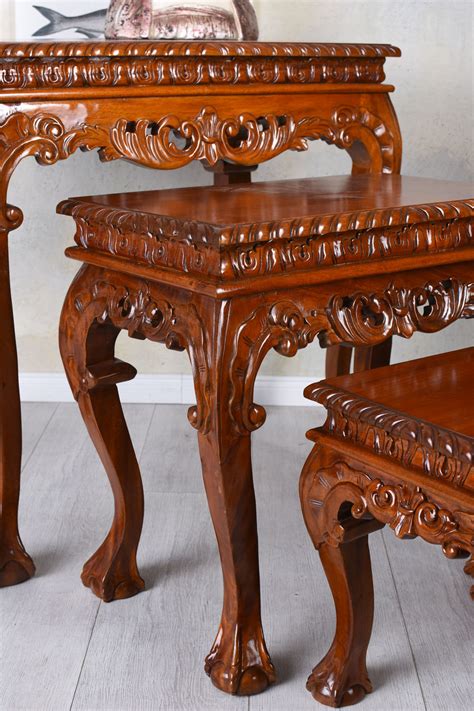 3x Satztisch Massivholz Tisch Wohnzimmertisch Couchtisch Antik