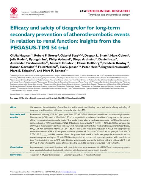 Pdf Efficacy And Safety Of Ticagrelor For Long Term Secondary