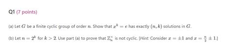 solved a let g be a finite cyclic group of order n show
