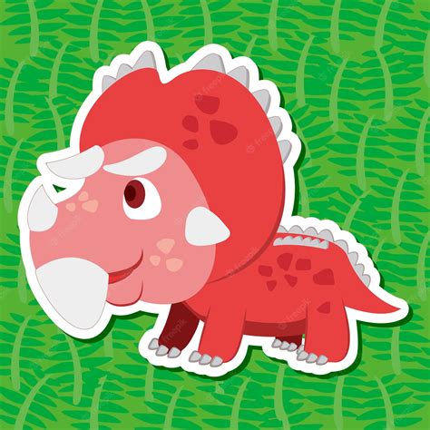 Premium Vector A Cute Dinosaur Sticker With Pentaceratops