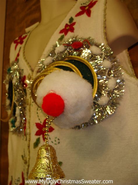 Funny Naughty Ugly Christmas Sweater Vest Springy Boobs My Ugly
