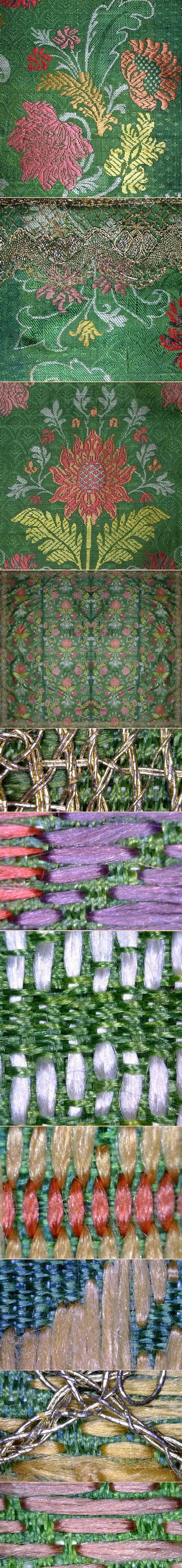 Antique French Silk Brocade Textile 18th Century Lyon France
