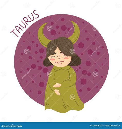 Cute Zodiac Sign Taurus Vector Illustration Stock Illustration
