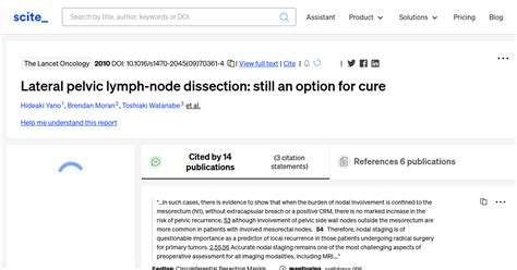 Citation Report Lateral Pelvic Lymph Node Dissection Still An Option