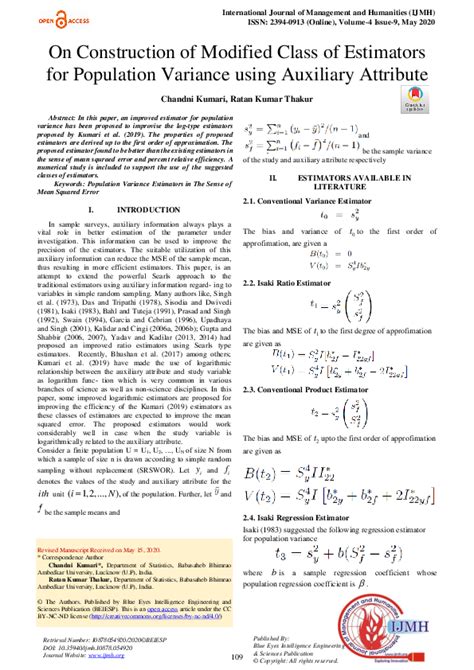 Pdf On Construction Of Modified Class Of Estimators For Population