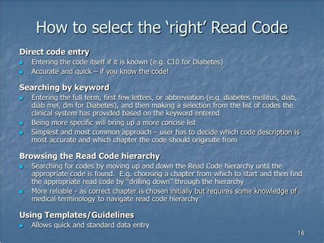 Ppt Effective Use Of Read Codes Powerpoint Presentation Free Download Id3346396