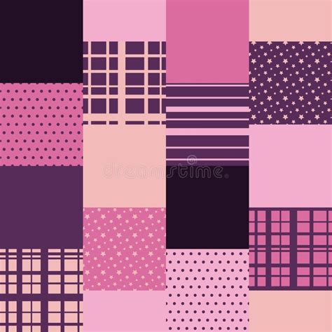 Seamless Pattern Pink Patchwork Quilt Stock Vector Illustration Of