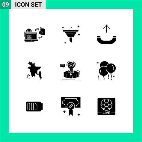 Set Of 9 Vector Solid Glyphs On Grid For Scientist Professor Seo