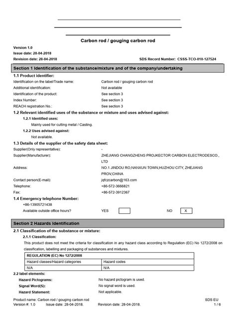 Electrodos De Carbon Sds En Pdf