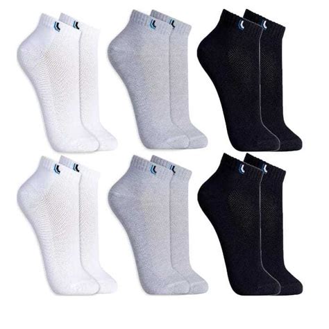 Kit 6 Pares Meia Soquete Cano Curto Algodão Masculina e Feminina