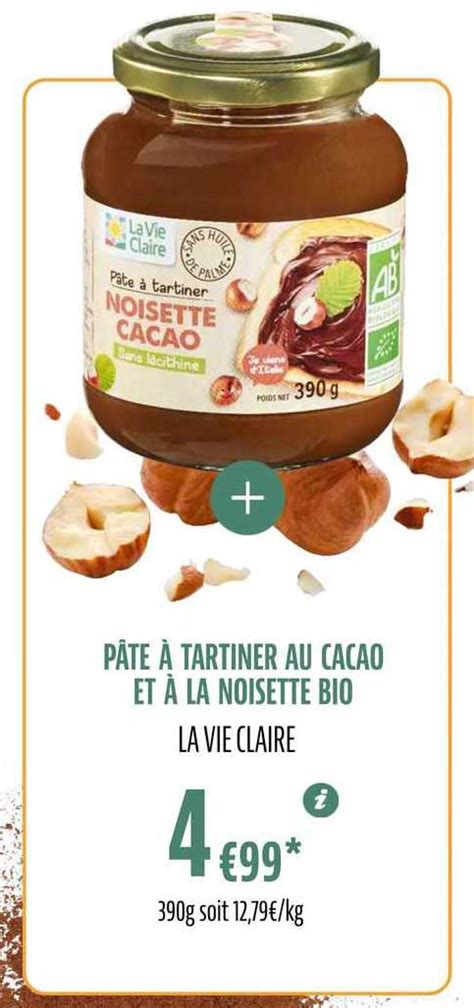 Promo Pâte à Tartiner Au Cacao Et à La Noisette Bio La Vie Claire chez