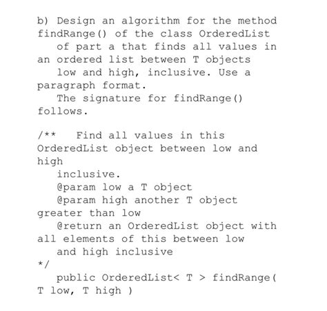 Solved A Design And The Pseudo Code For The Method Chegg Com