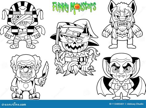 Monstro Bonitos Grupo De Imagens Do Vetor Ilustração do Vetor
