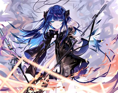 Blue Hair Horns Portrait Mostima Arknights Arknights Sheya Blue